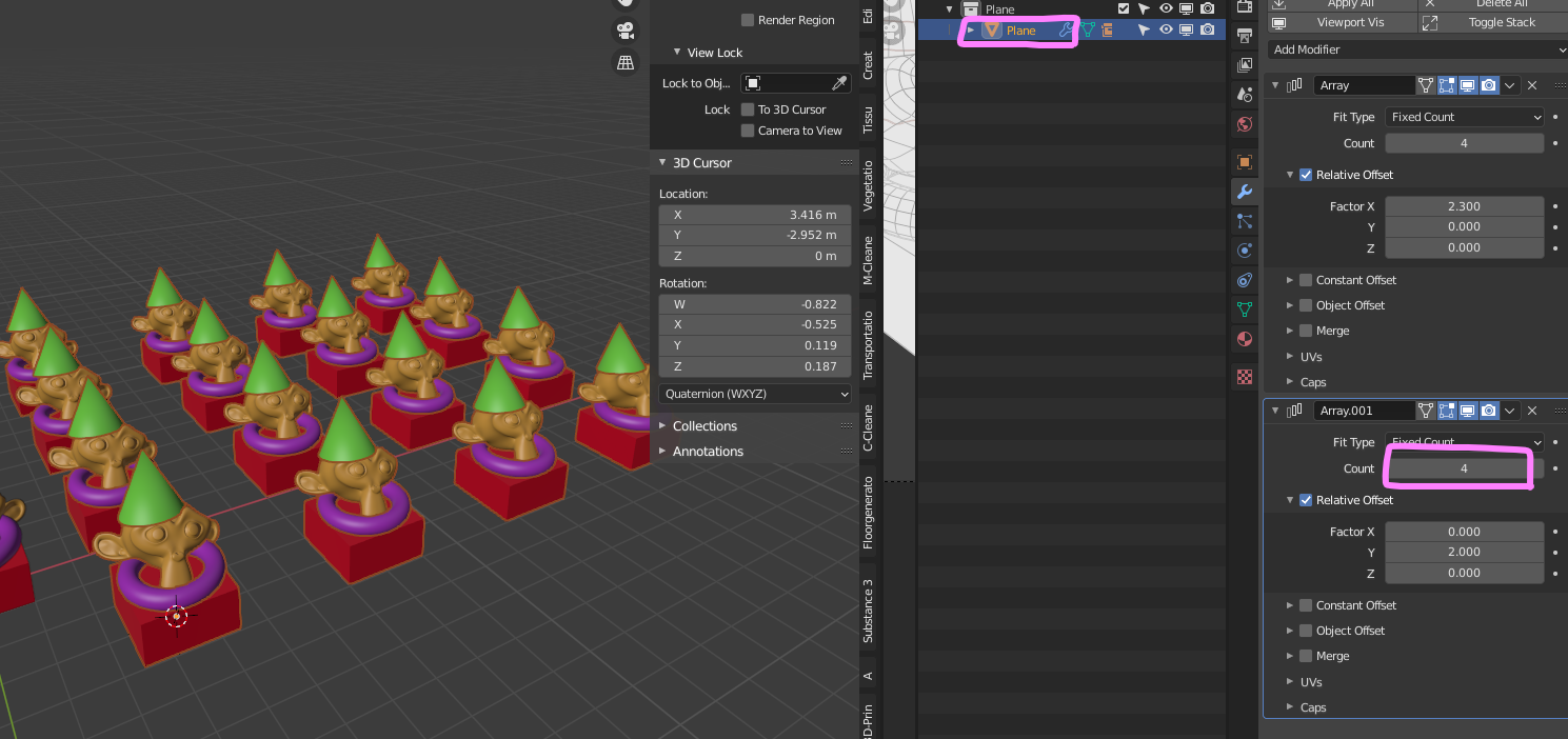 複数オブジェクトで構成されるモデルを配列複製（その1） – ZKI design